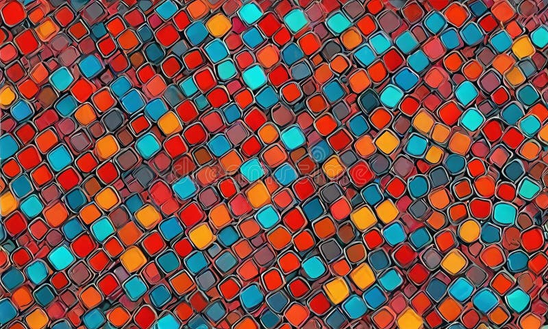 Vibrant Mosaic Pattern Overlapping Square Tiles in Various Shades Red ...