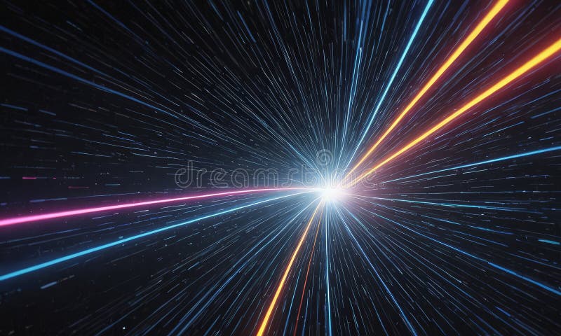 Digital Starburst Pattern with Vibrant Lines Radiating from Central ...