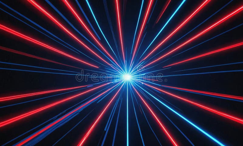 Vibrant Abstract Featuring Central Blue and Red Burst Light, Radiating ...