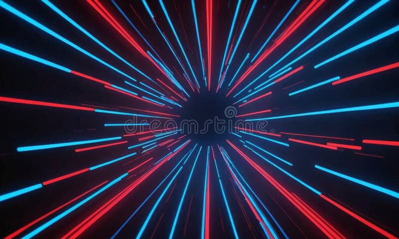 Digital Starburst Pattern with Red and Blue Lines Radiating Outwards ...