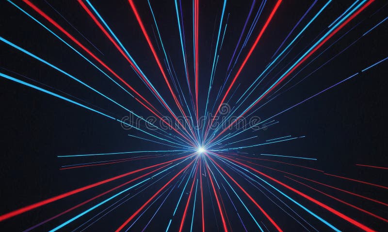 Vibrant Display Red, Blue, and White Lines Radiates Outwards from ...