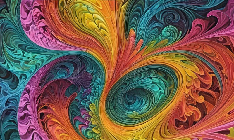 Vibrant, Abstract Painting Features Swirling Patterns in Spectrum ...