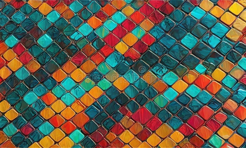 Vibrant Mosaic Multicolored Square Tiles Arranged in Diagonal Pattern ...