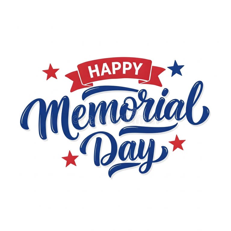 Flowing Blue Lettering for Memorial Day Greeting Stock Illustration ...