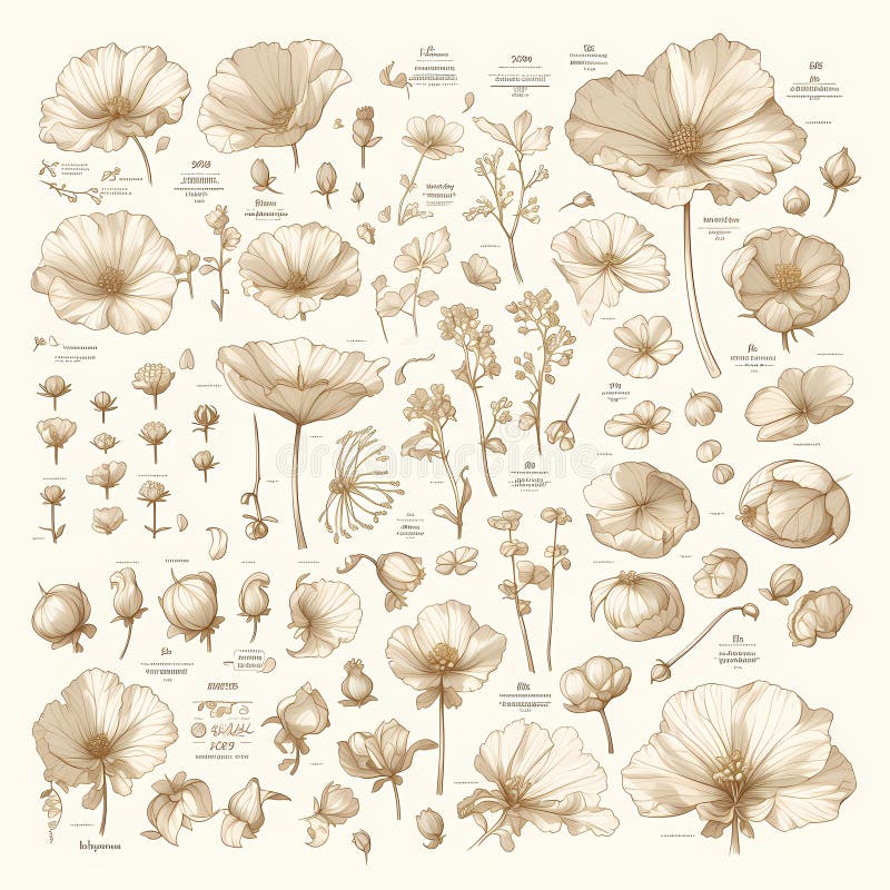 Botanical Illustration Collection Stock Illustration - Illustration of ...