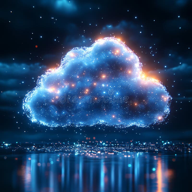 Cloud Computing: a Digital Realm Stock Illustration - Illustration of ...