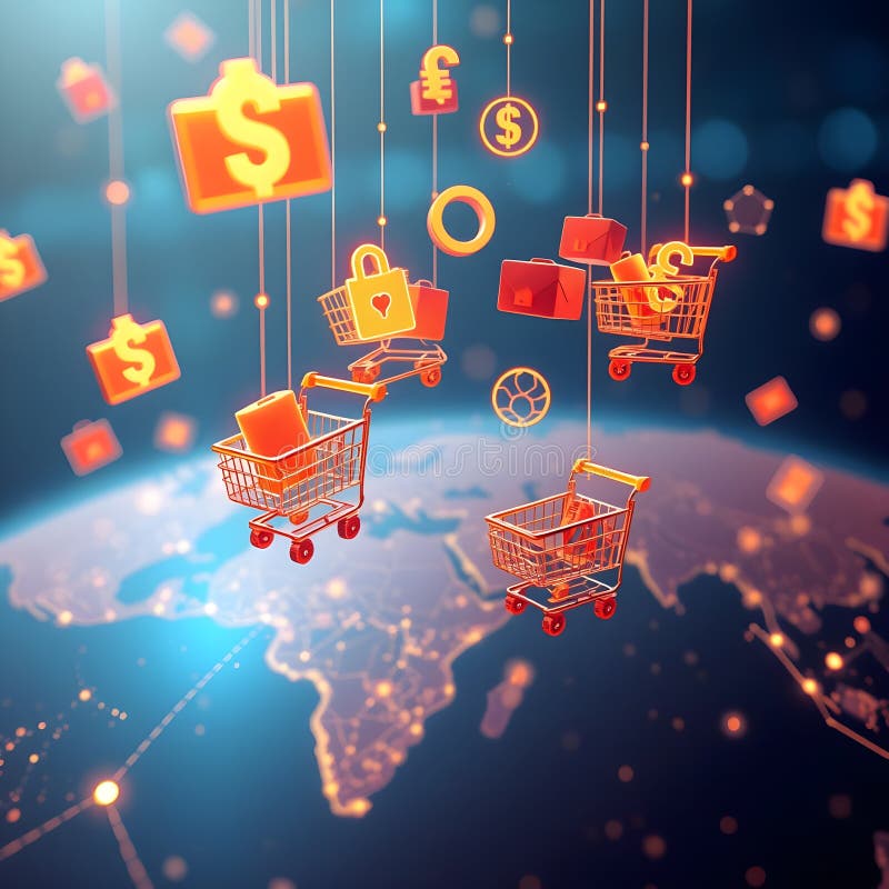 The Image Presents a Visually Striking Representation of E-commerce ...