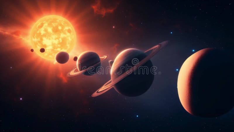 Vibrant and Colorful Solar System Illustration with the Sun at the ...
