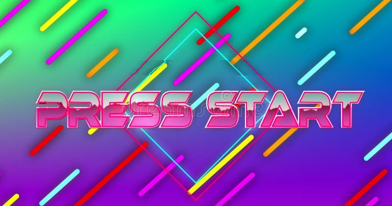 Image of Press Start Text Banner Over Light Trails in Seamless Pattern ...
