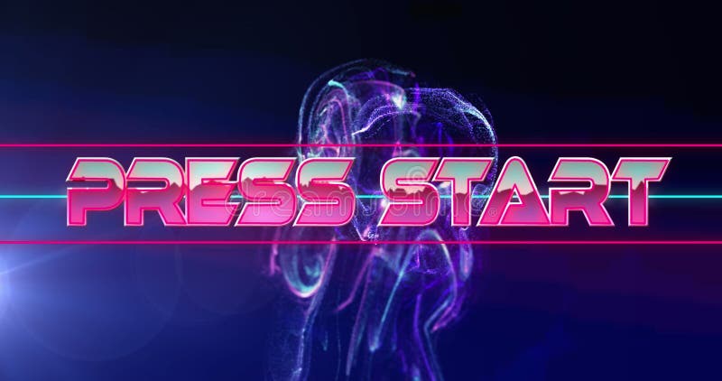 Image of Press Start Text between Lines Over Dynamic Waves Pattern on Abstract Background Stock ...