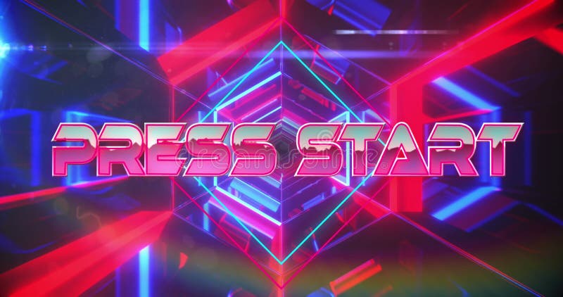Image of Press Start Text Over Moving Digital Tunnel Stock Illustration ...