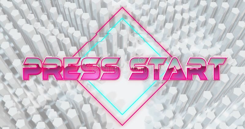 Image of Press Start Text Over White 3d Geometrical Moving Shapes Stock ...