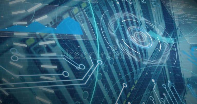 Image of Processing Circle and 5g Over Computer Wires Stock Photo ...