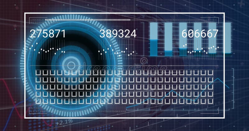 Image of Processing Circle, Graphs and Financial Data on Digital Screen ...