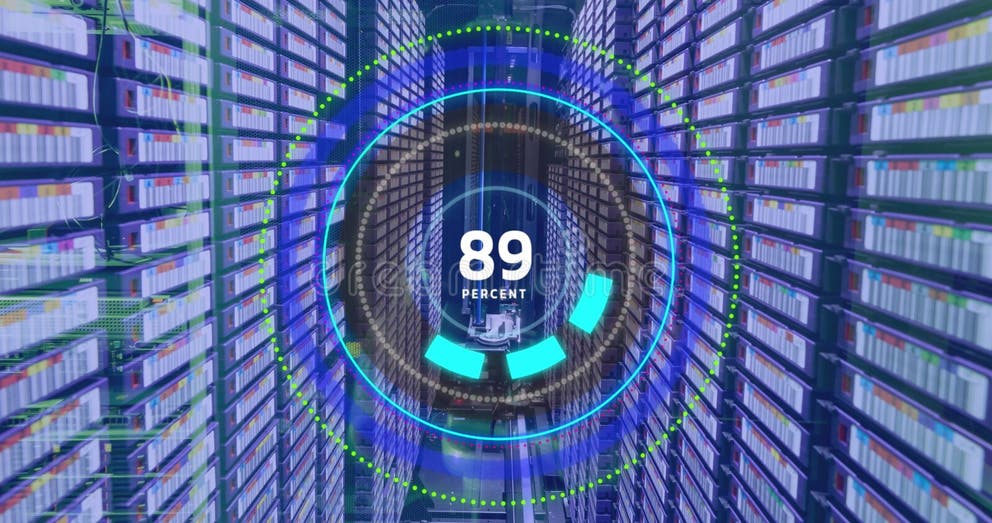 Image of Processing Circle with Increasing Numbers Over Servers Stock ...