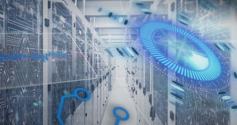 Image of Processing Circle and Math Formulas Over Servers Stock ...