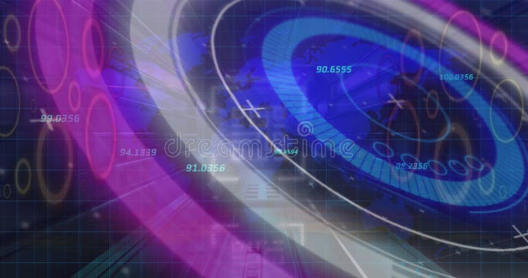 Image of Processing Circle, Numbers and Qr Code in Digital Space Stock ...