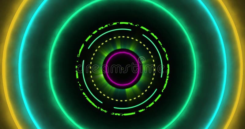 Image of Processing Circle Over Black Screen with Pulsating Circles ...