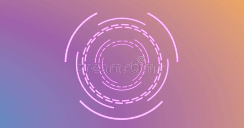 Image of Processing Circle Over Connections on Pink and Orange ...