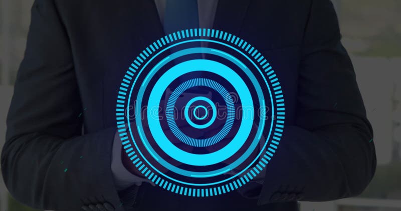 Image of Processing Circle Over Hands of Caucasisn Man Using Smartphone ...