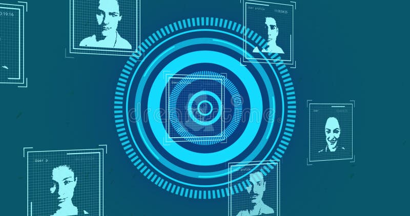 Image of Processing Circle Over User Icons on Green Background Stock ...