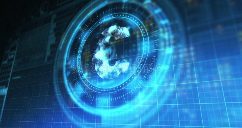 Image of Processing Circle with Rotating Euro Over Blue and Black ...