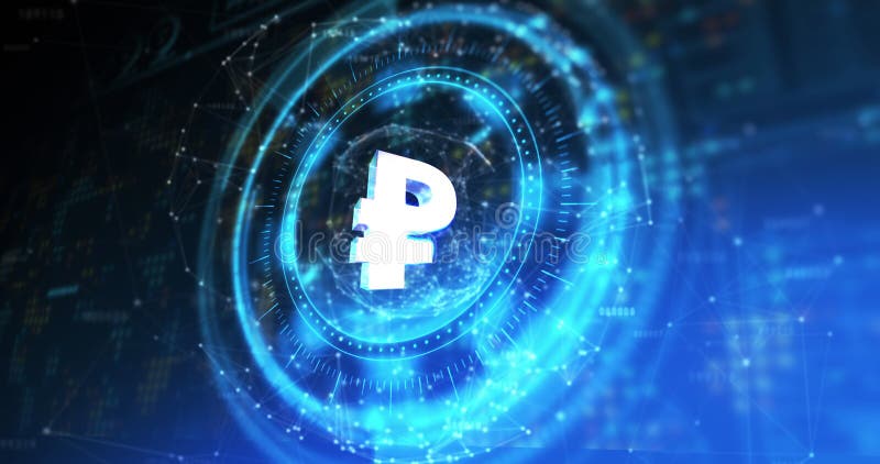 Image of Processing Circle with Rotating Rouble Over Blue and Black ...