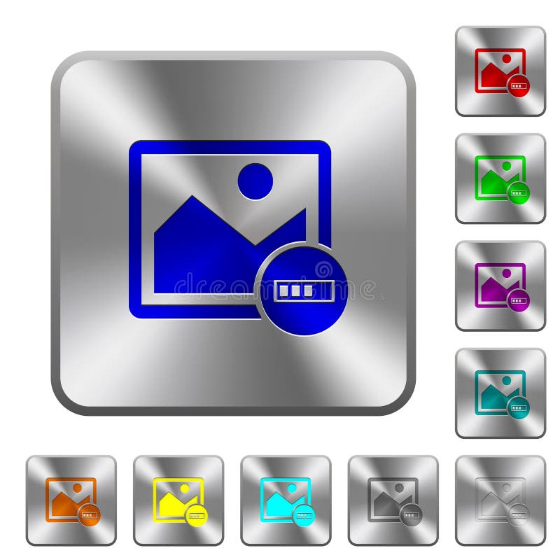 Image Processing Rounded Square Steel Buttons Stock Vector ...