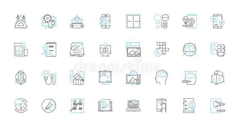 Image Processing Linear Icons Set. Pixels, Filters, Segmentation ...