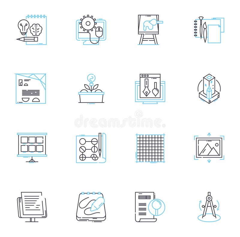 Image Processing Linear Icons Set. Pixels, Filters, Segmentation ...