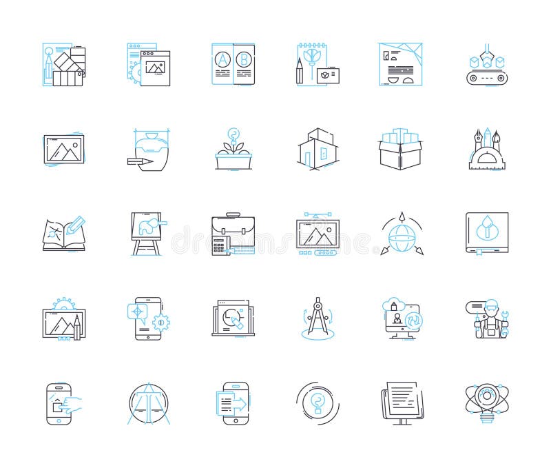 Image Processing Linear Icons Set. Pixels, Filters, Segmentation ...