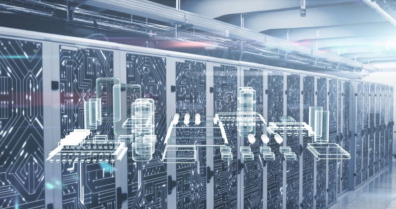 Image of Processor Over Server Room Stock Illustration - Illustration ...