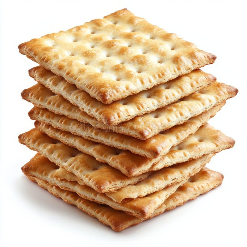 Image Produces a Stack of Square Crackers Isolated Against a ...