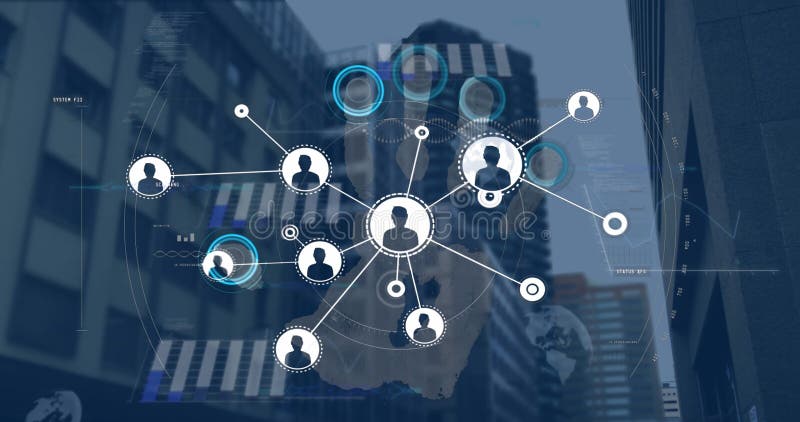 Image of Profile Icons Connecting Dots, Data with Graph, Globe ...