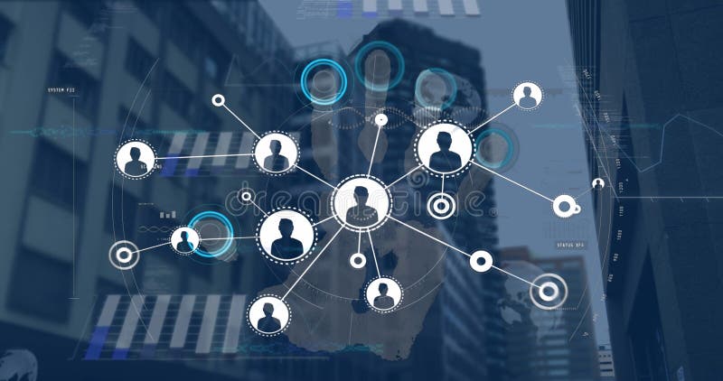 Image of Profile Icons Connecting Dots, Data with Graph, Globe ...