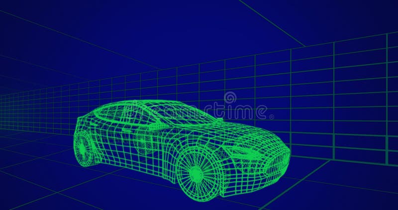 Image of Project of Car in Blue Digital Space Stock Illustration ...