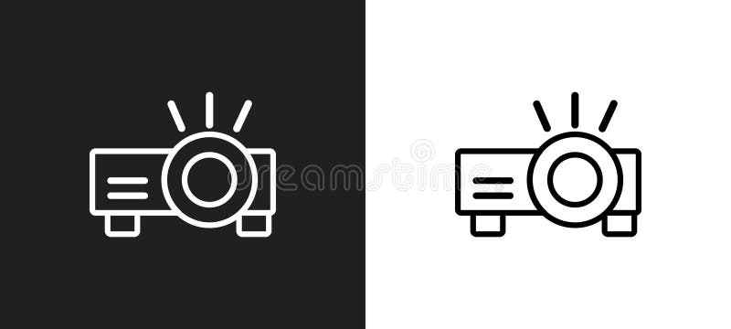 Image Projector Outline Icon in White and Black Colors. Image Projector ...