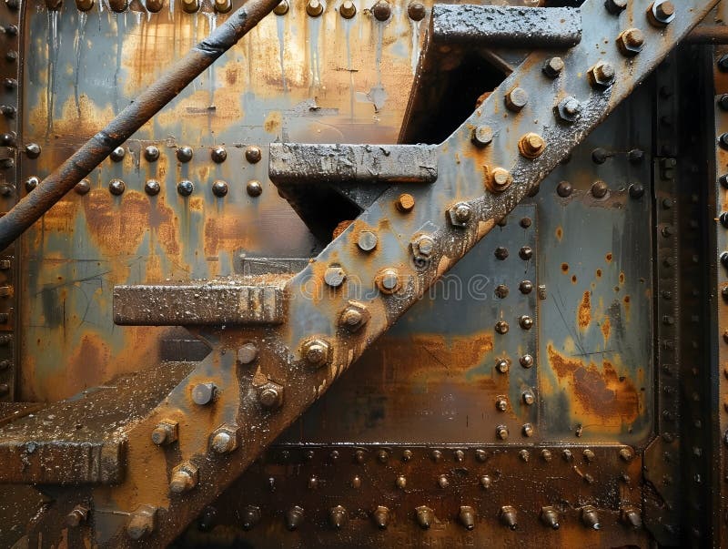 Intricate Metalwork Textures and Patterns in Skilled Ship Assembly ...
