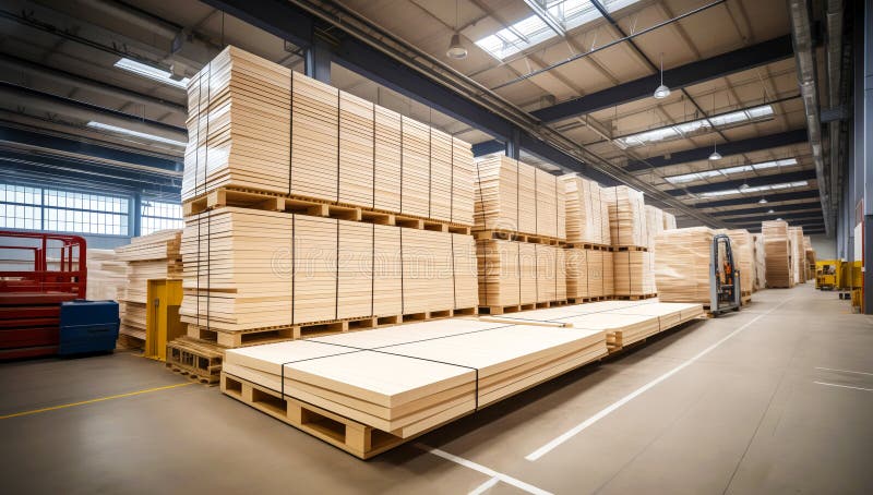 Spacious Lumber Storage Filled with Neatly Stacked Wooden Planks and ...