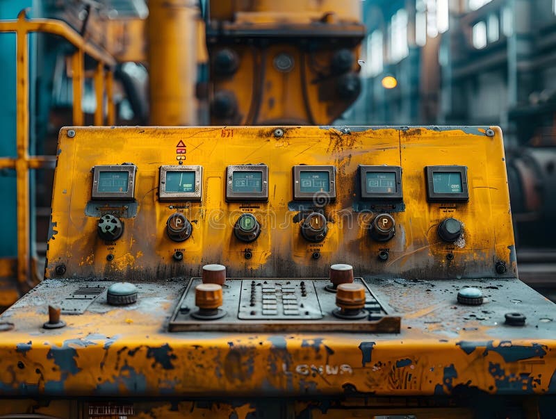 Vintage Industrial Control Panel in a Factory Setting Highlighting the ...