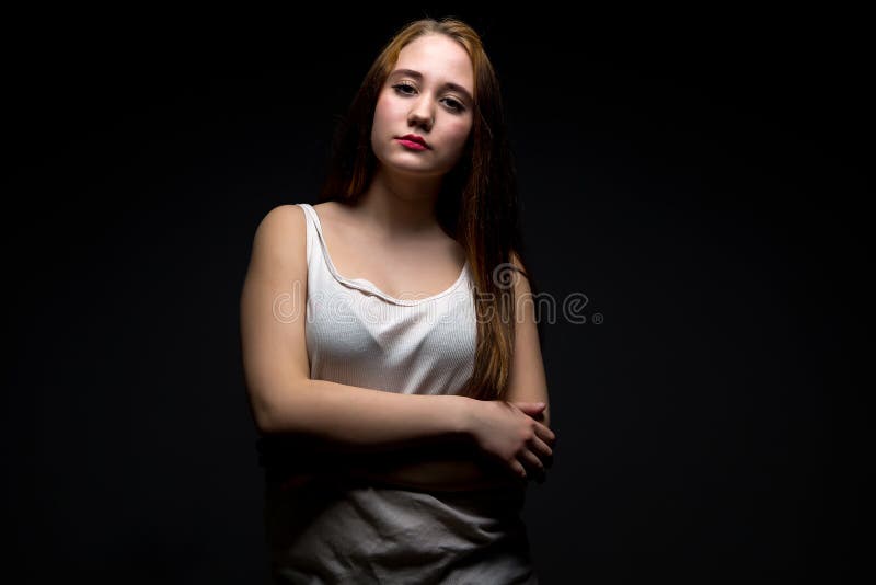 Image of Pudgy Brunette Girl Stock Photo - Image of black, defenseless ...