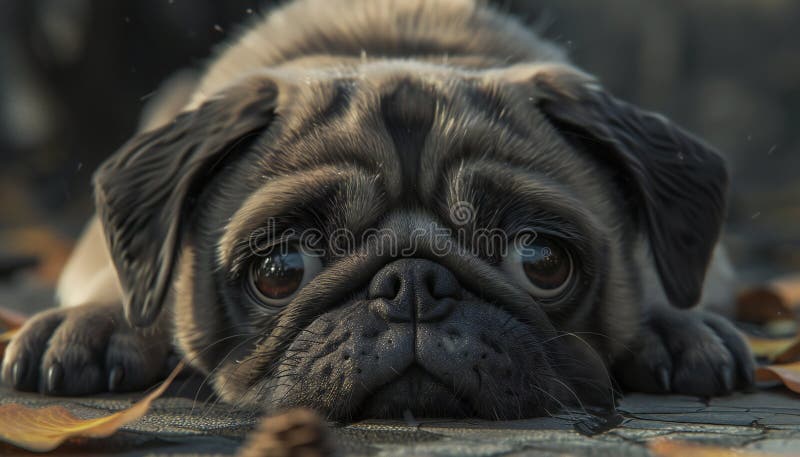 Image of a Pug Puppy with a Sad Face Stock Illustration - Illustration ...