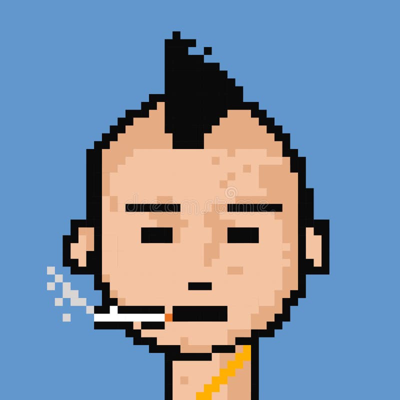 Image of Punk Man S Head in Pixel Style Stock Illustration ...