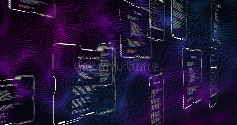 Image of Purple and Blue Network Over Interfaces Processing Data on ...