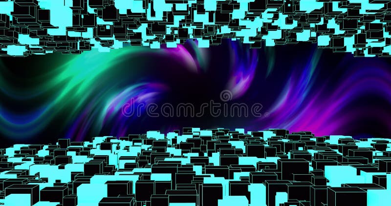 Image of Purple Light Trails with Network of Connections Stock Photo ...