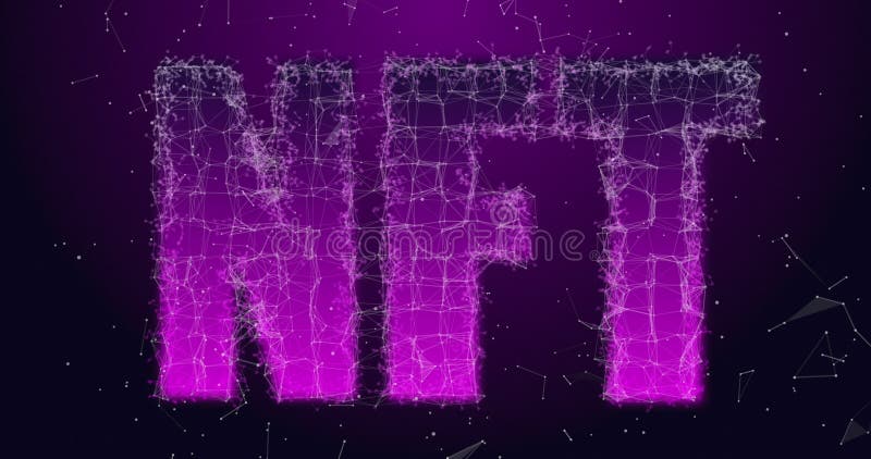 Image of Purple Nft Text with Connections Over Violet Background Stock ...