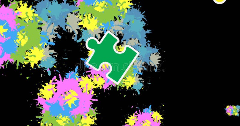 Image of Puzzle Falling Over Colourful Stains Stock Illustration ...