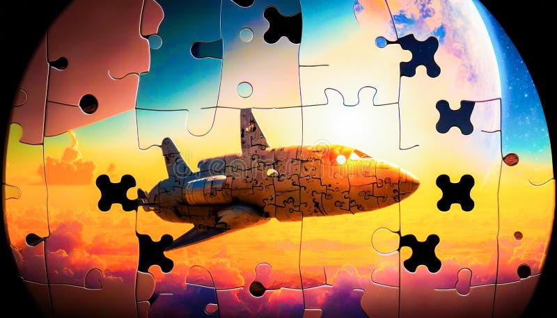 An Image of Puzzle Piece with an Airplane in it. Generative AI Stock ...