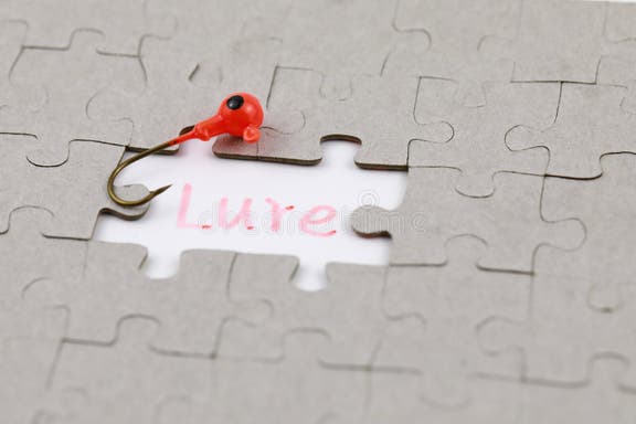 Image of Puzzle Piece with Lure and Fish Hook Stock Photo - Image of ...