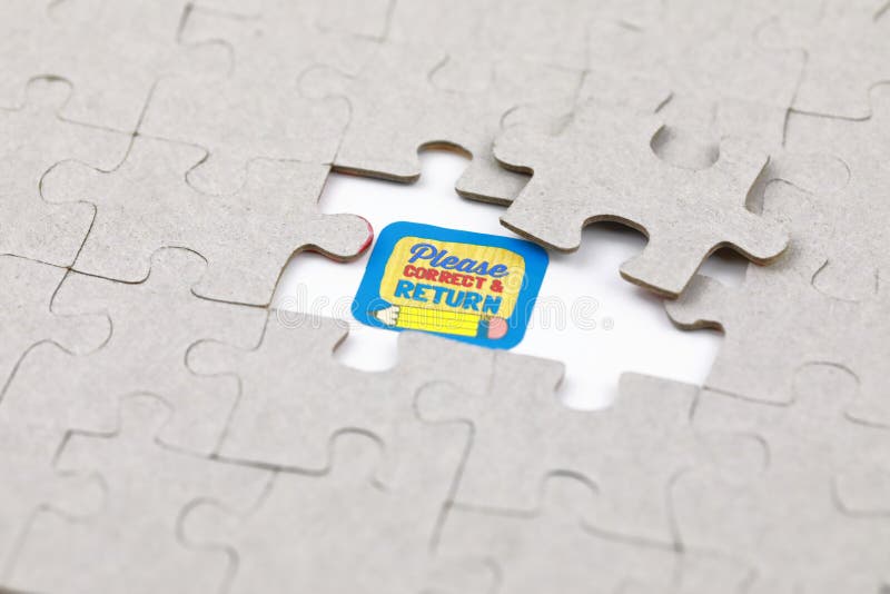 Image Of Puzzle Piece With Please Correct And Return. Business ...